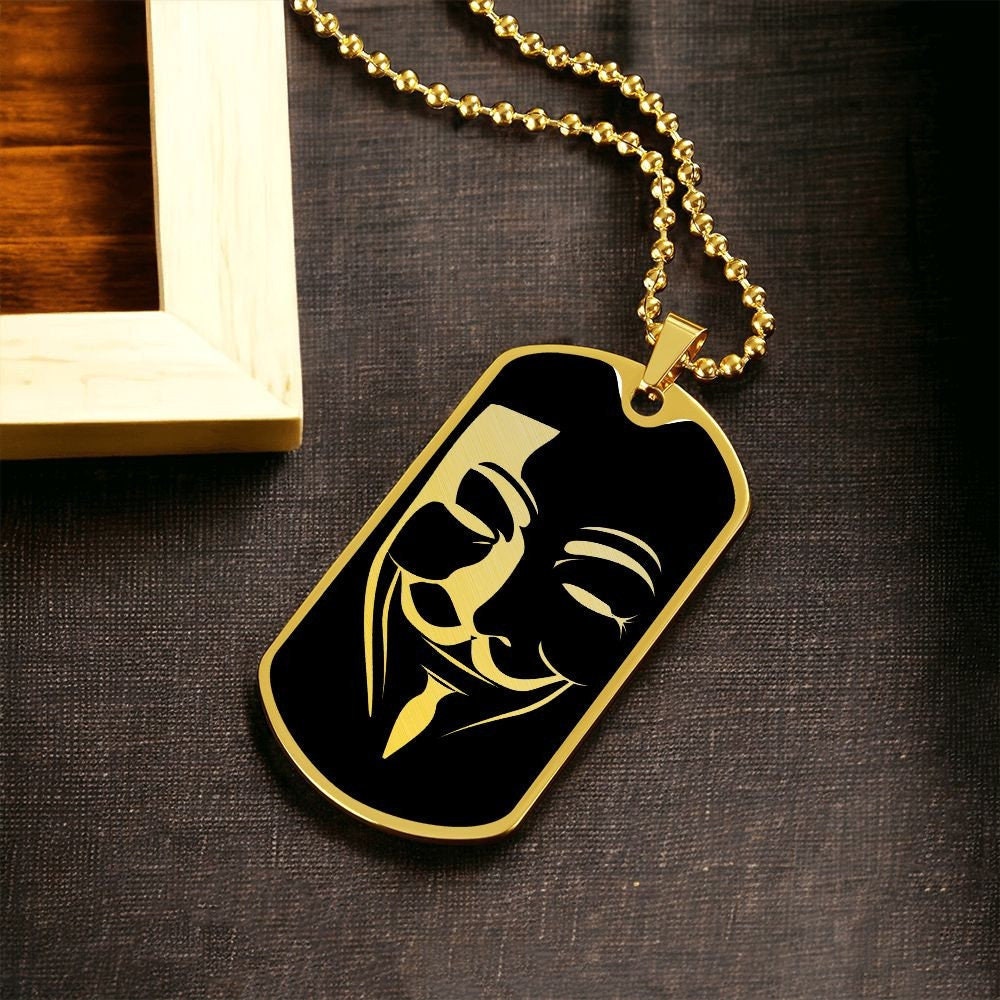 Anonymous Hacker Necklace V for Vendetta Pendant Jewelry Gold Silver ...