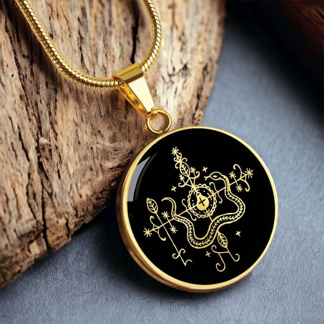 SIMBI MAKAYA Veve Necklace Voodoo Jewelry Pendant Gold Silver Vodou ...