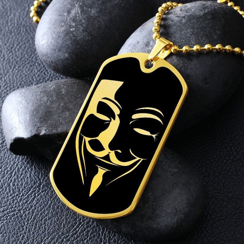Anonymous Hacker Necklace V for Vendetta Pendant Jewelry Gold Silver ...