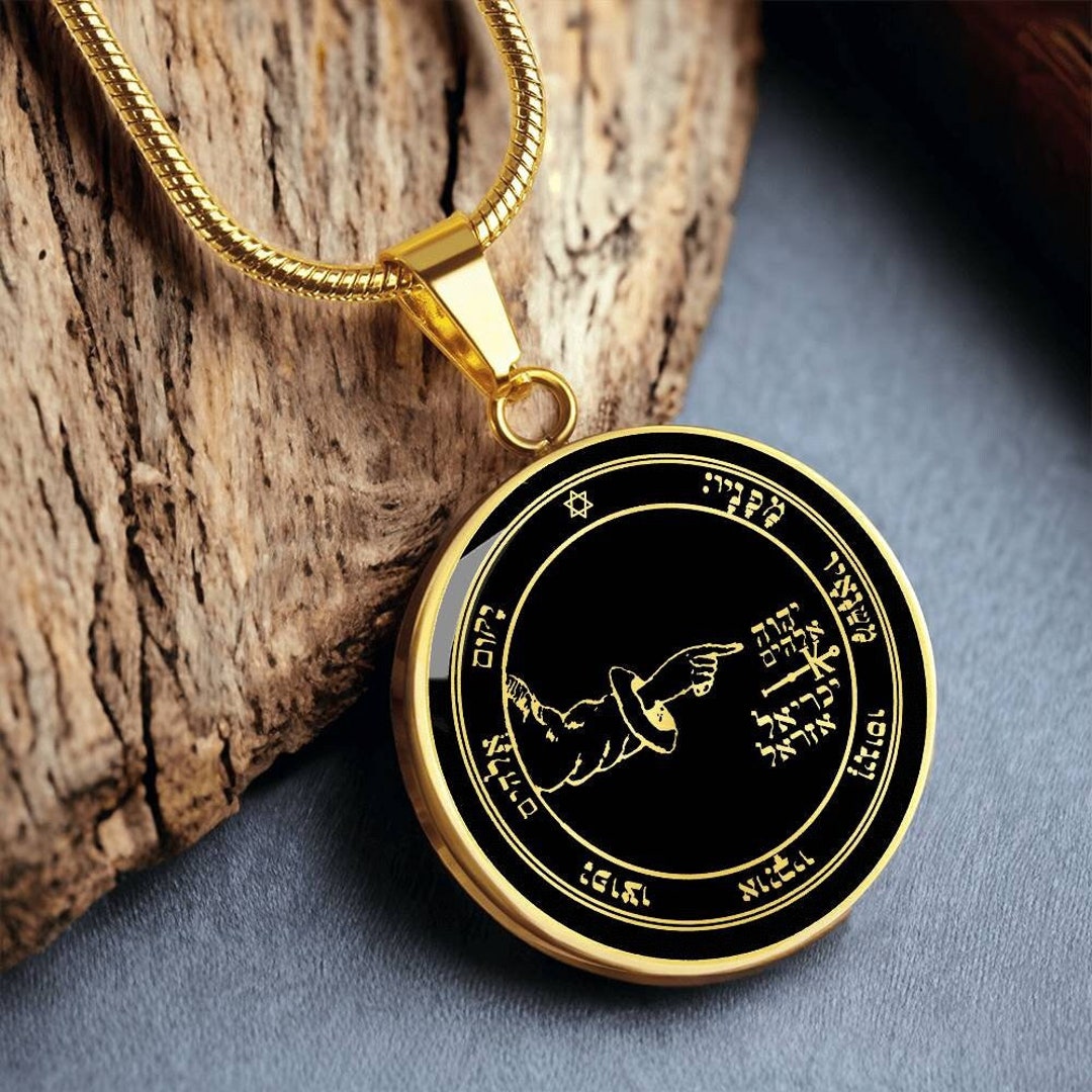 Seal of Solomon Necklace: Pentacle of the Moon, Gold Protection Amulet ...