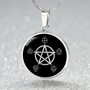 Pentagram Five Elements Necklace Pendant Alchemy Jewelry Gold Silver ...