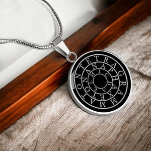 Magic Disc of Solomon Necklace Protection Pendant Goetia Jewelry Gold ...