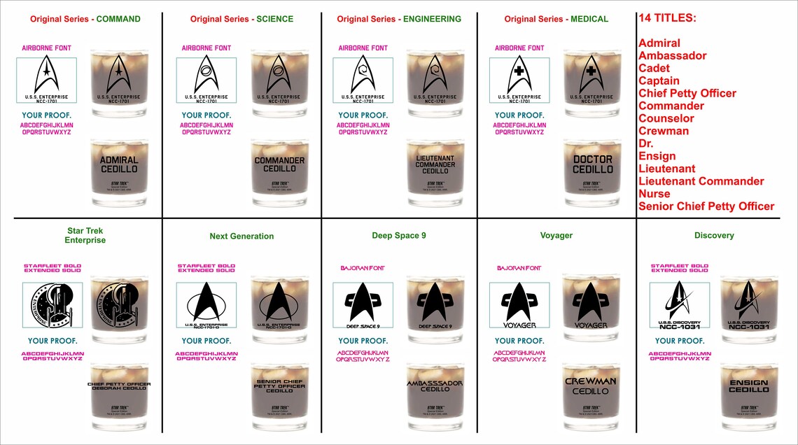 Star Trek: Personalized Starfleet Command Badge Rocks Glass - Etsy