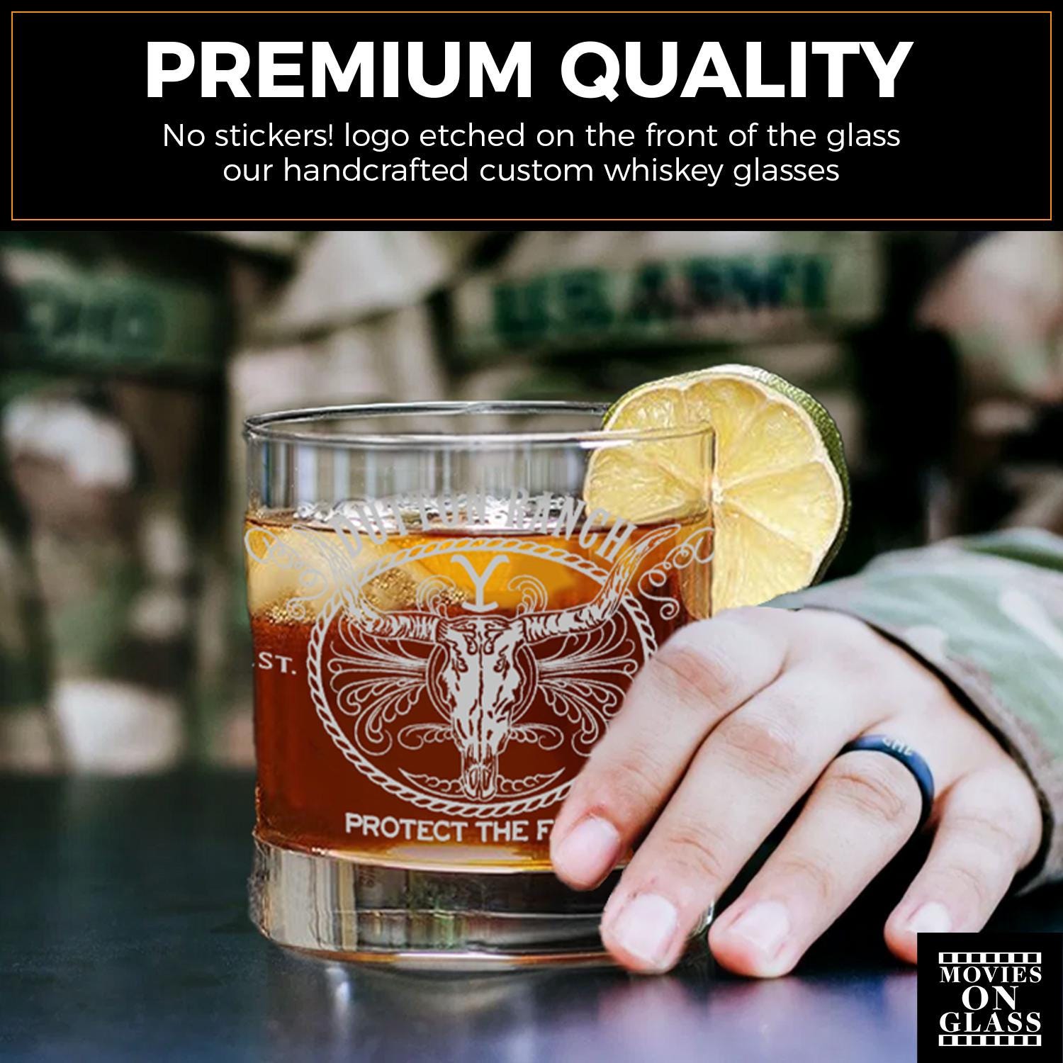 Yellowstone Dutton Ranch Etched Rocks Glass - Officially Licensed 11 Oz ...