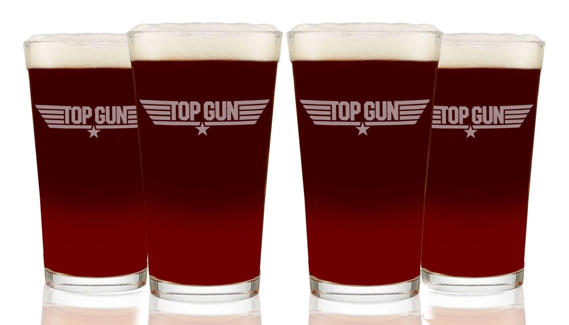 Top Gun Pint Beer Glass Officially Licensed Collectible Premium Etched ...