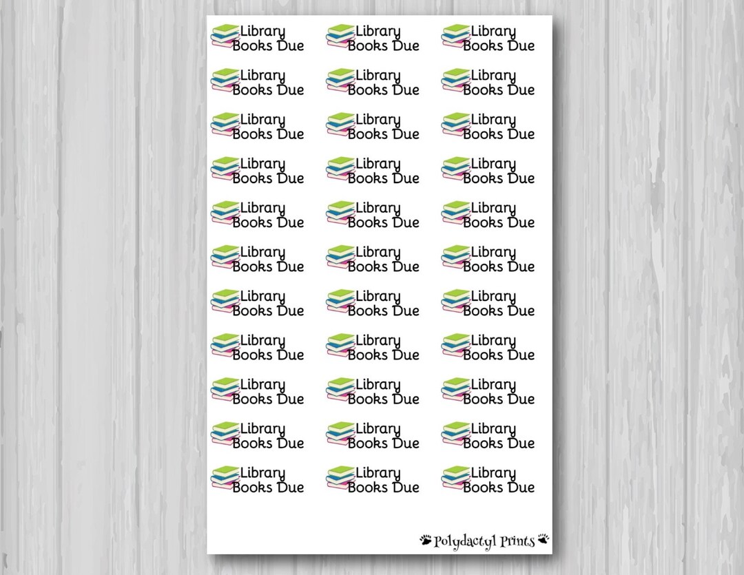 Library Planner Stickers Library Books Due - Etsy