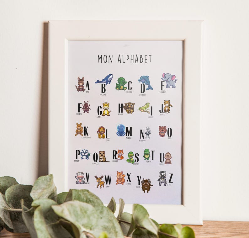 Printable Animal Alphabet Poster for Kids | ABC Wall Art for Nursery or ...