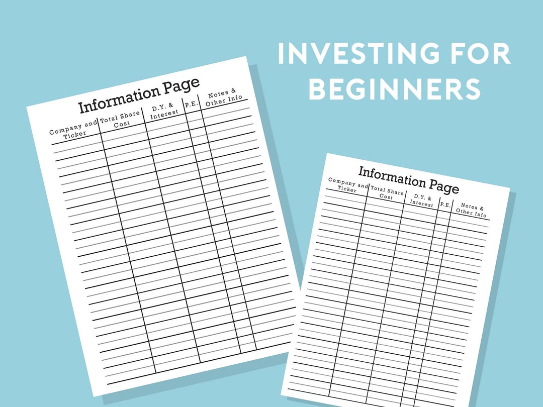 Investing Printable Information Page - Classic Happy Planner Beginner ...