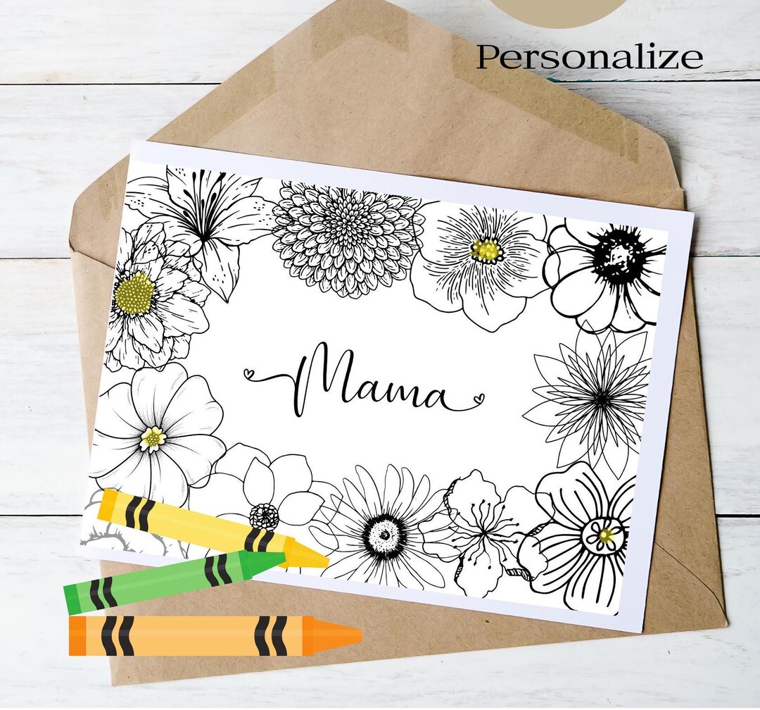 Printable Mother's Day Cards, Coloring Gift Card - Etsy