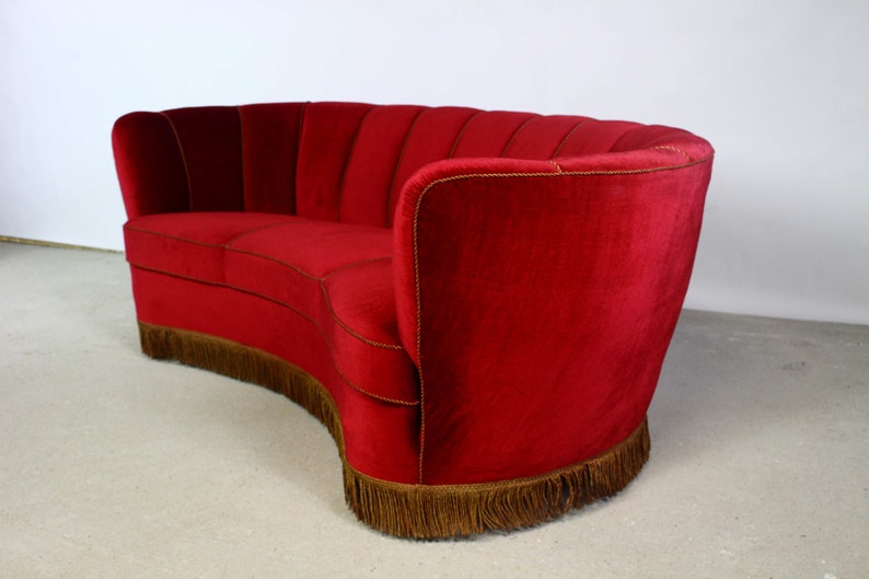 1940s Art Deco Curved Banana Sofa - Etsy