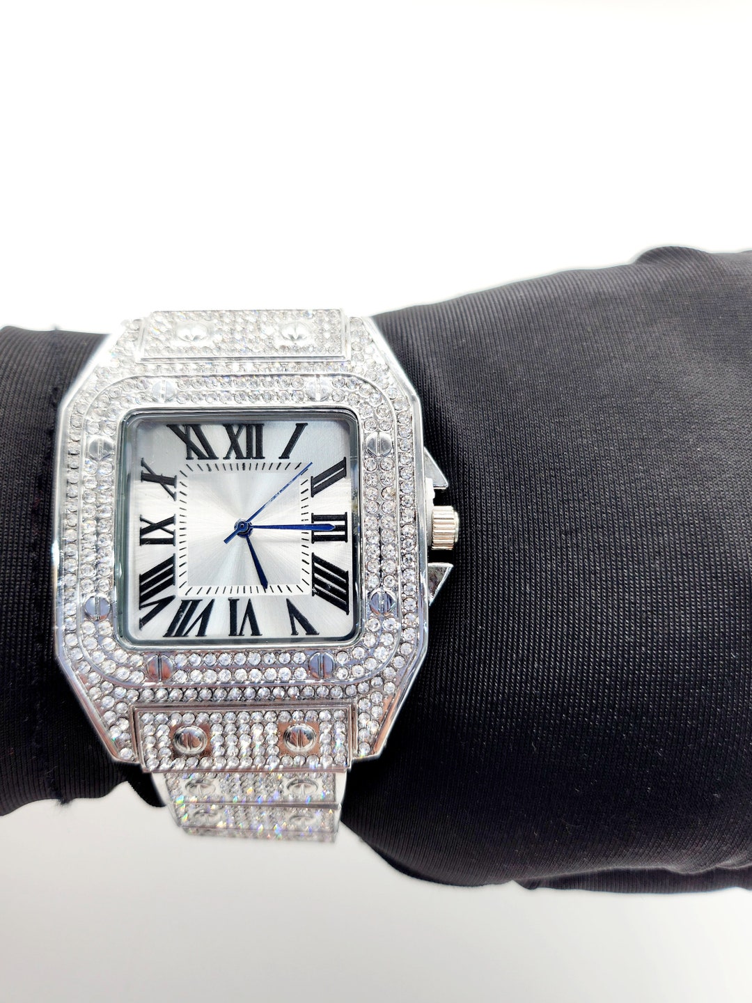 14K Gold Finish Icy Watch Designer's With Shinny Clarity Crystals Bling ...