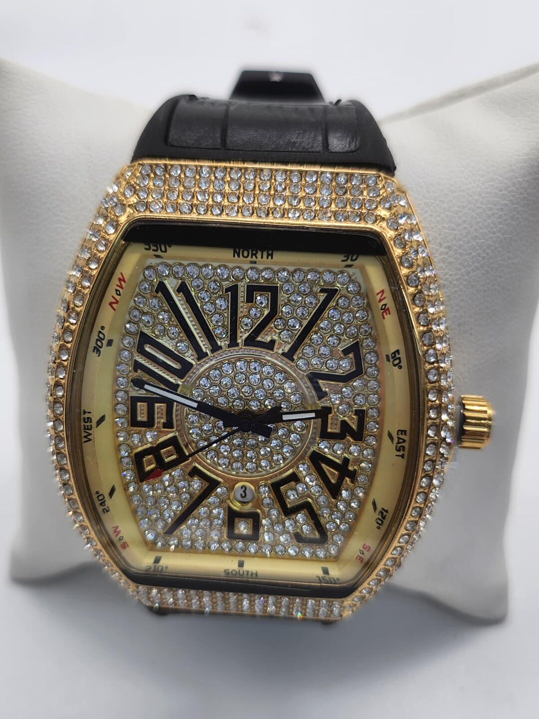 Icy Crystal Watch 14K Yellow Gold Finish Bling Streetwear Style Head ...