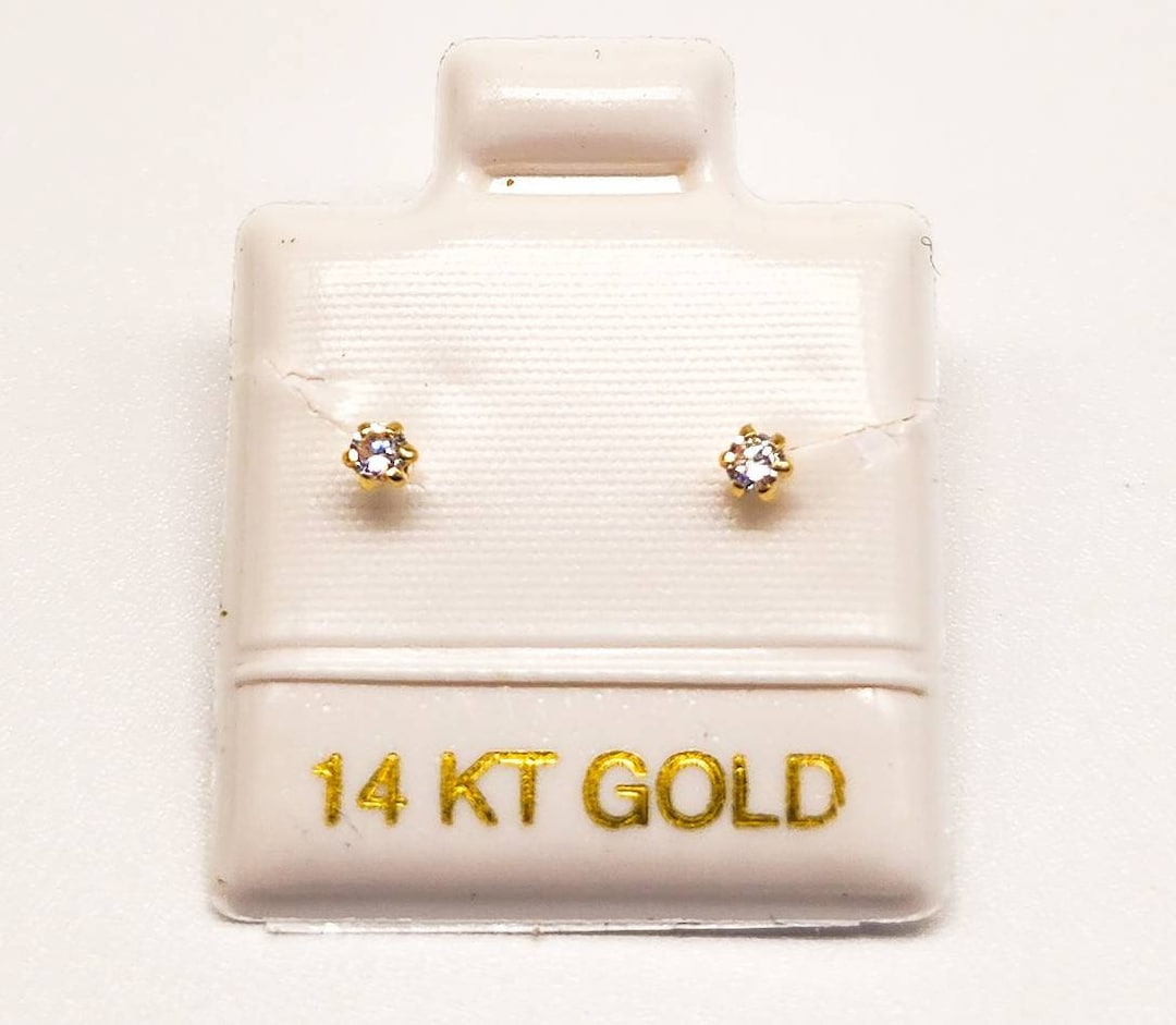 Authentic 2mm Real 14k Gold Baby Earrings Safety Screw Backs ...