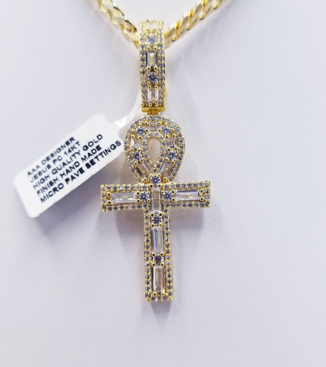 Modern Fancy Icy Handmade Ankh AAA Designer Pendent VVs1 Crystal ...