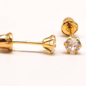 Authentic 3mm Real 14k Gold Baby Earrings Safety Screw Backs ...