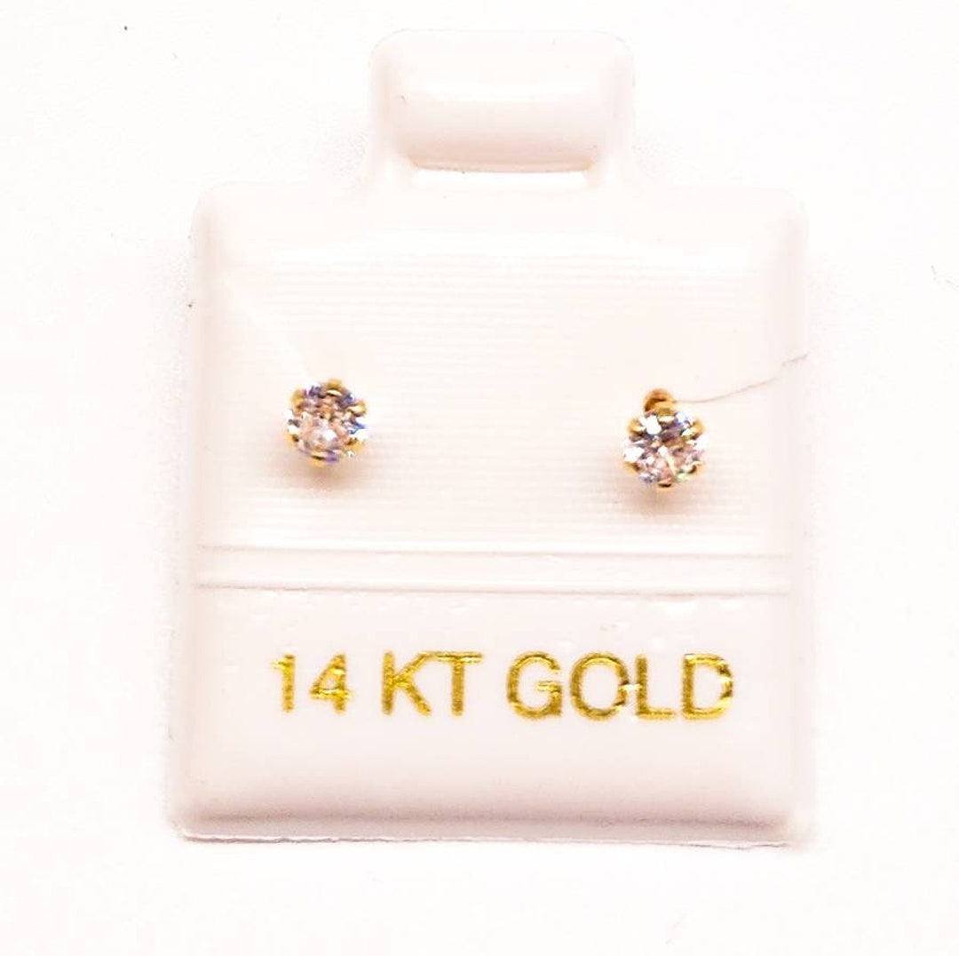 Authentic 3mm Real 14k Gold Baby Earrings Safety Screw Backs ...