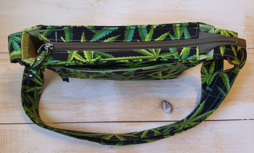 Marijuana Leaf Crossbody Bag ~ Small Zippered Crossbody Bag ~ Everyday ...
