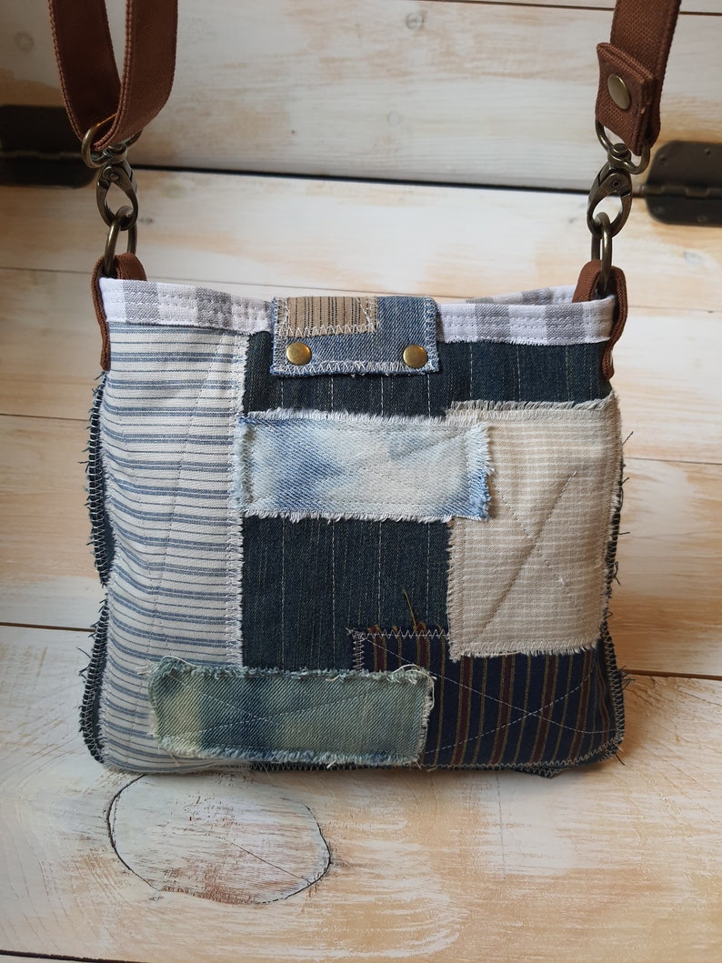 Small Denim Patchwork Crossbody Bag OOAK Denim Bag - Etsy