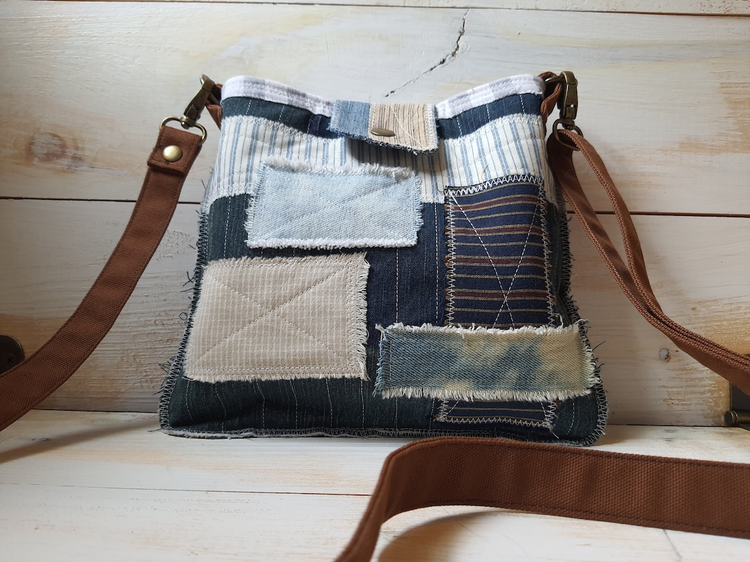 Small Denim Patchwork Crossbody Bag ~ OOAK Denim Bag ~ Upcycled Denim ...