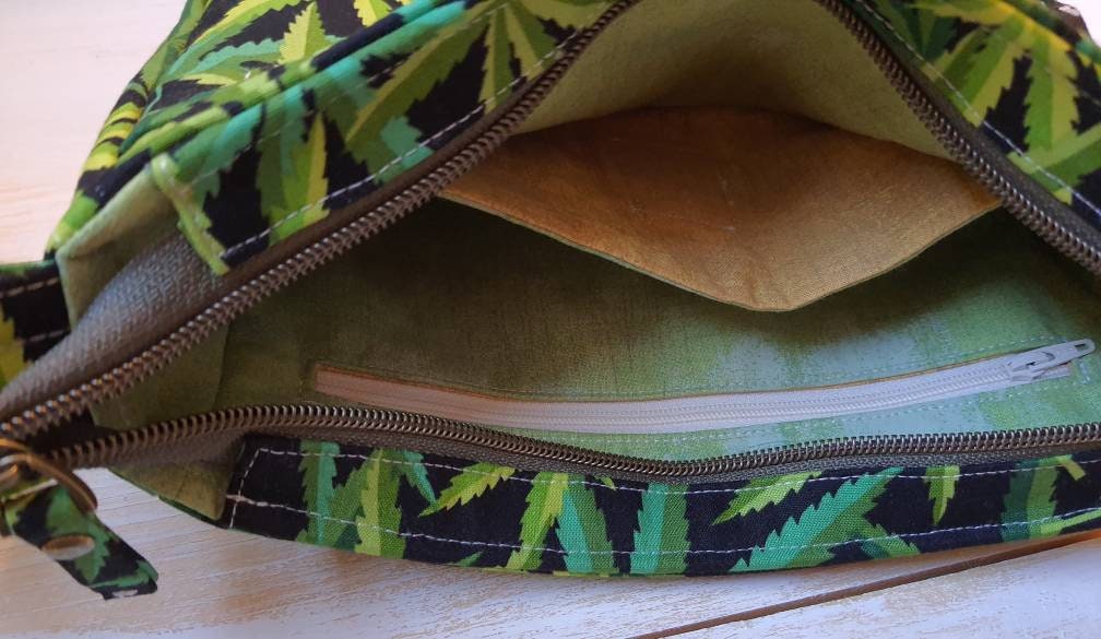 Marijuana Leaf Crossbody Bag ~ Small Zippered Crossbody Bag ~ Everyday ...