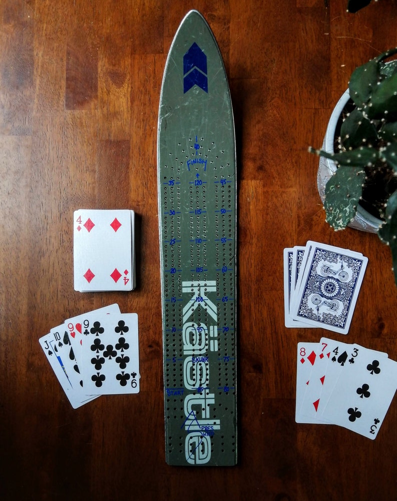 Unique Ski Cribbage Board, Comes With 9 Metal Pegs and a Deck of Cards ...