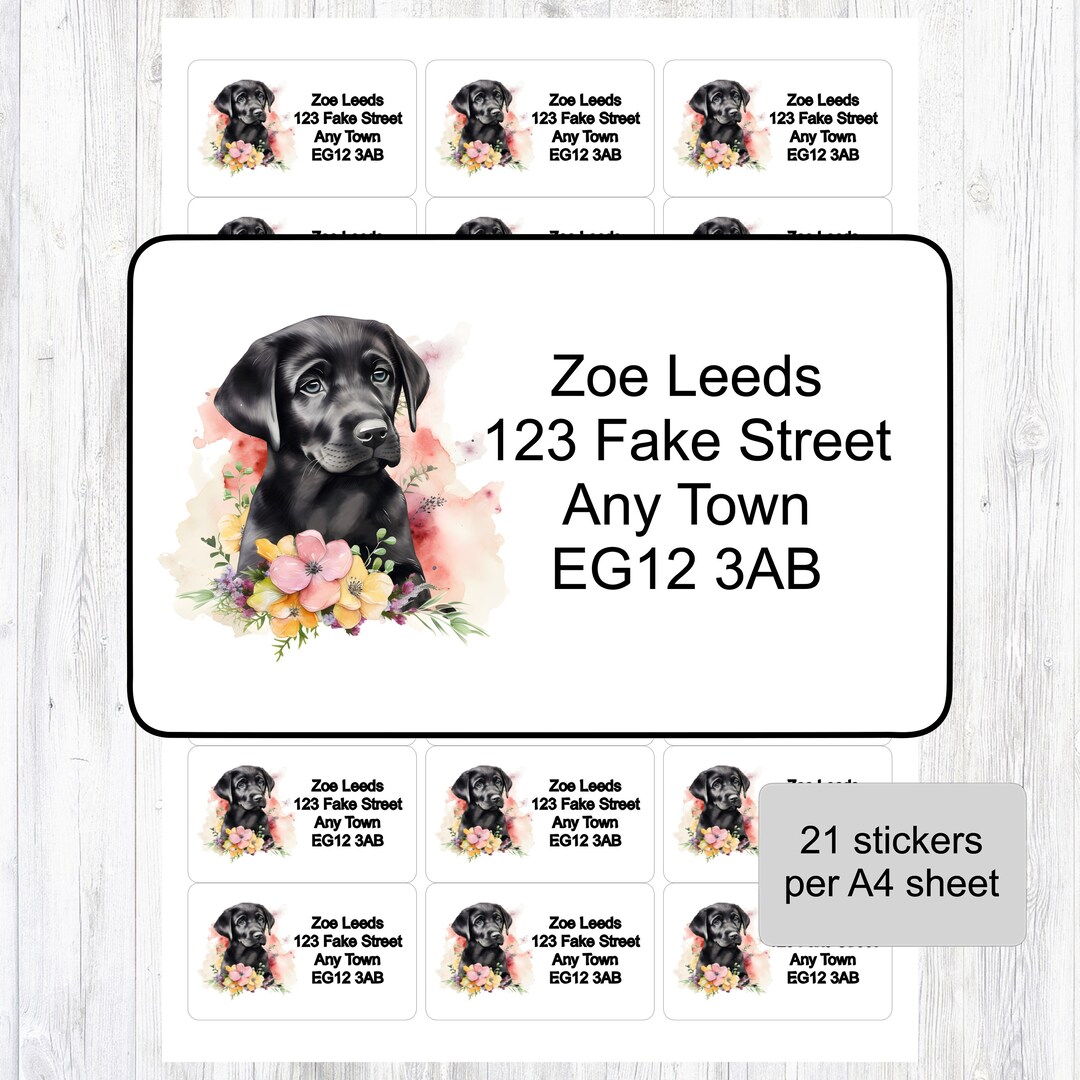 Black Labrador Lab Dog/puppy Themed, Personalised Address Labels for ...