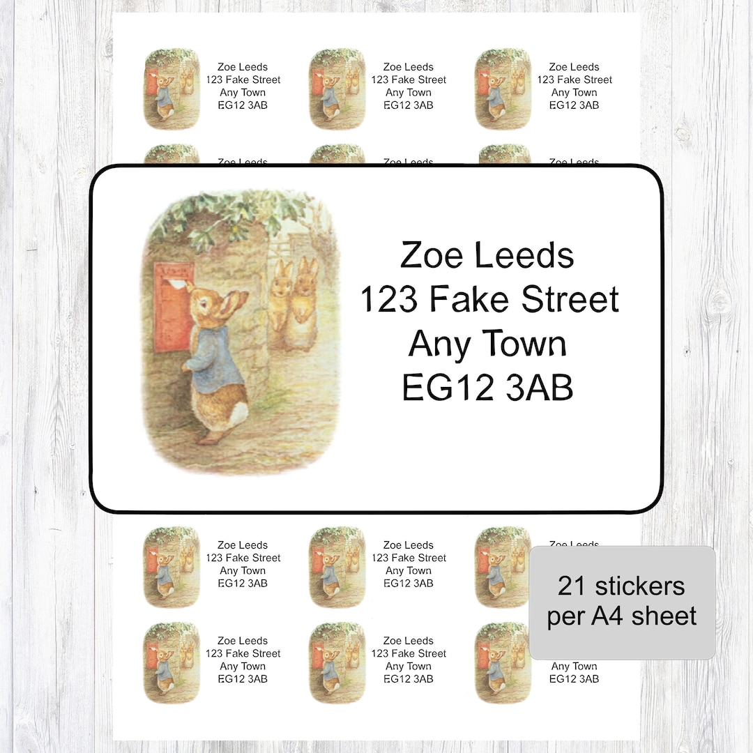 Peter Rabbit Post Box Scene, Personalised Address Labels for Letters ...