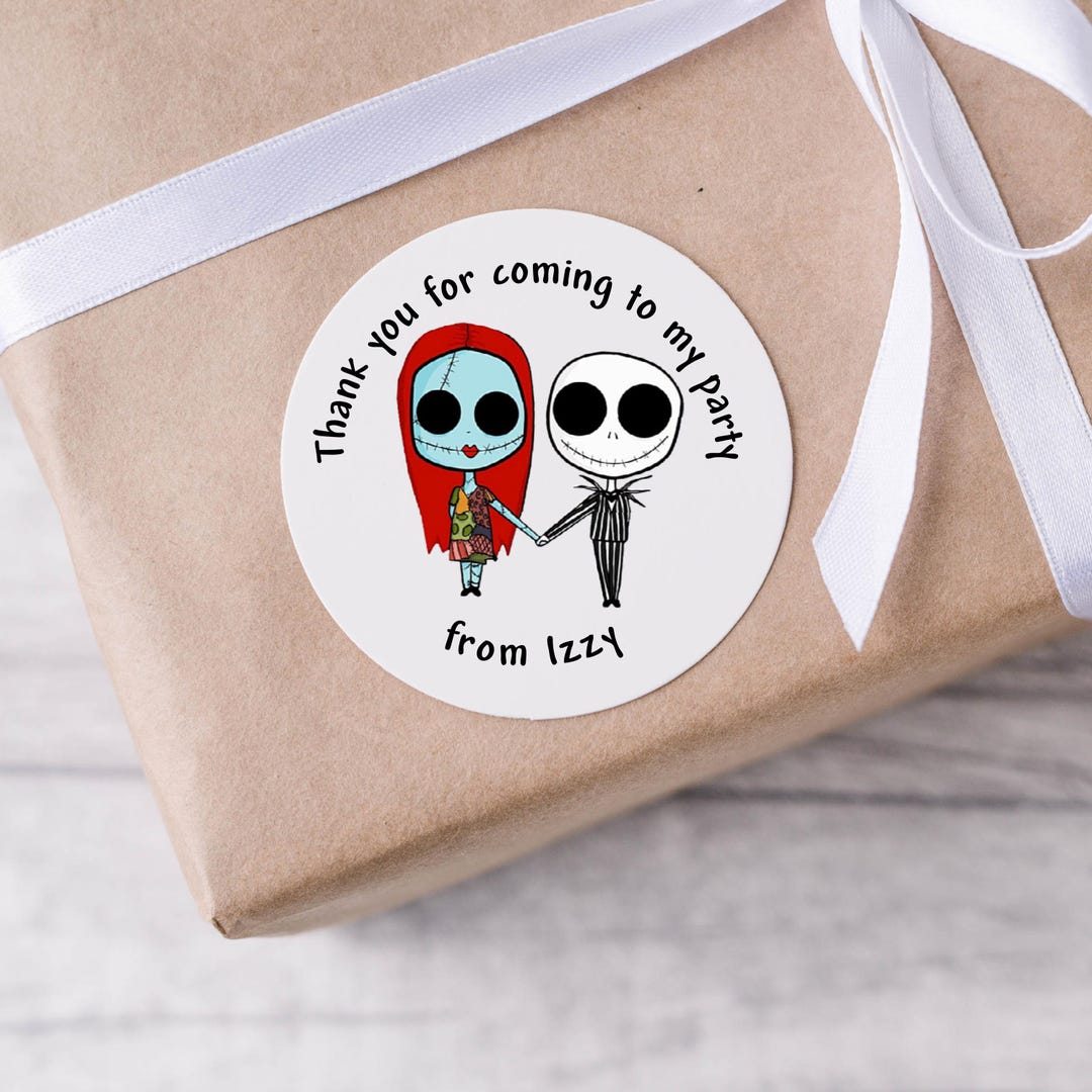 Thank You for Coming to My Party Jack and Sally Themed Round Labels for ...