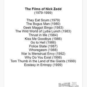 Digital Version Cinema Schism 3: the Films of Nick Zedd (1979-1999) - Etsy