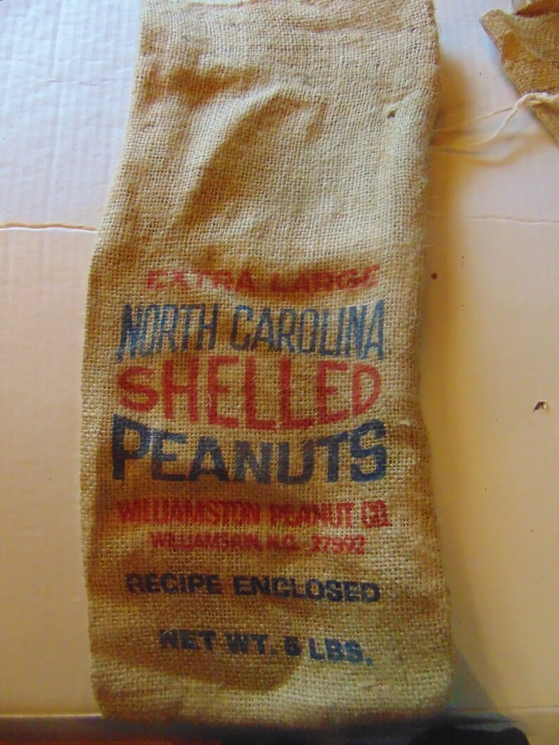 2 Vintage North Carolina Shelled Peanuts Burlap Bags - Etsy