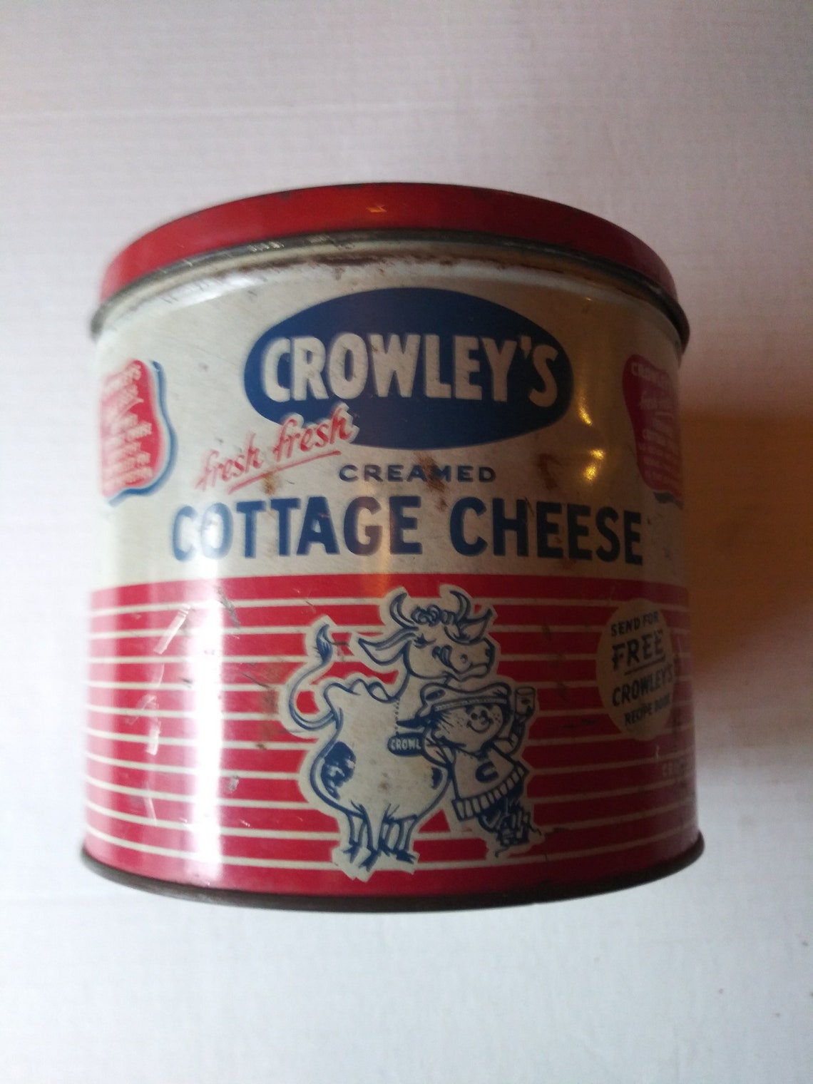 Vintage Crowley's Creamed Cottage Cheese 5 lb.TinHappy | Etsy