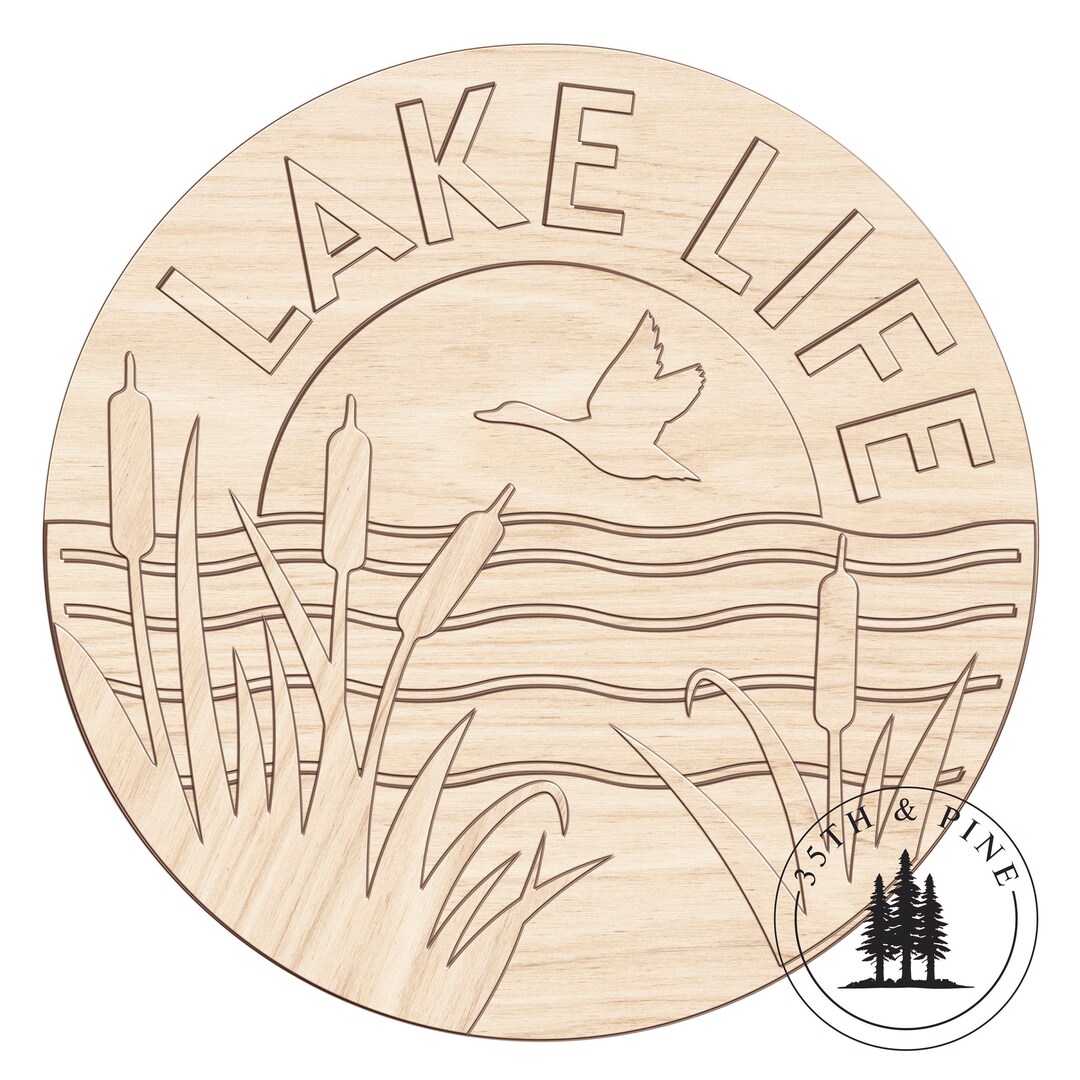 Unfinished Wood Round DIY Kit | Lake Life House Door Hanger | Door ...