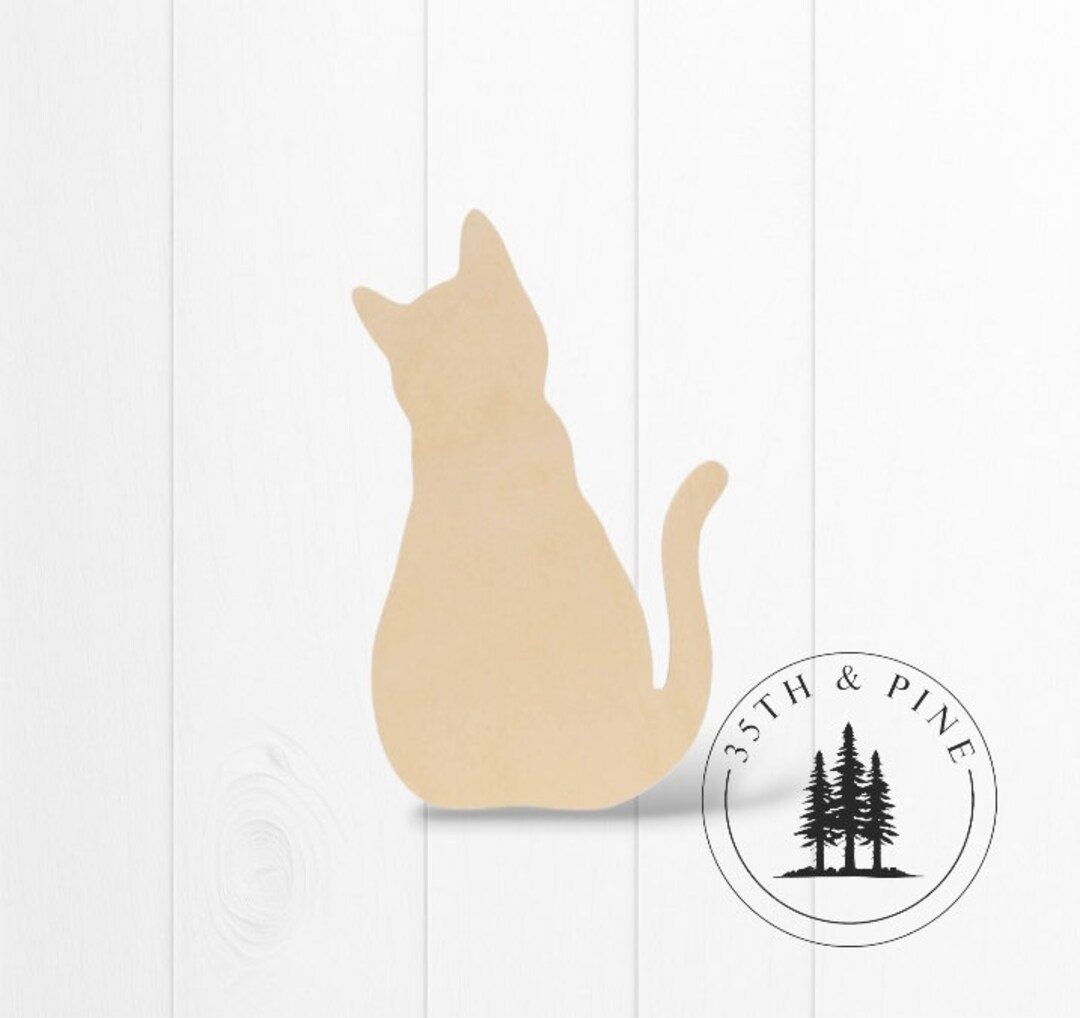 Unfinished Wooden Cat - Wood - DIY Craft Blank 1/4" Thick up to 20 ...