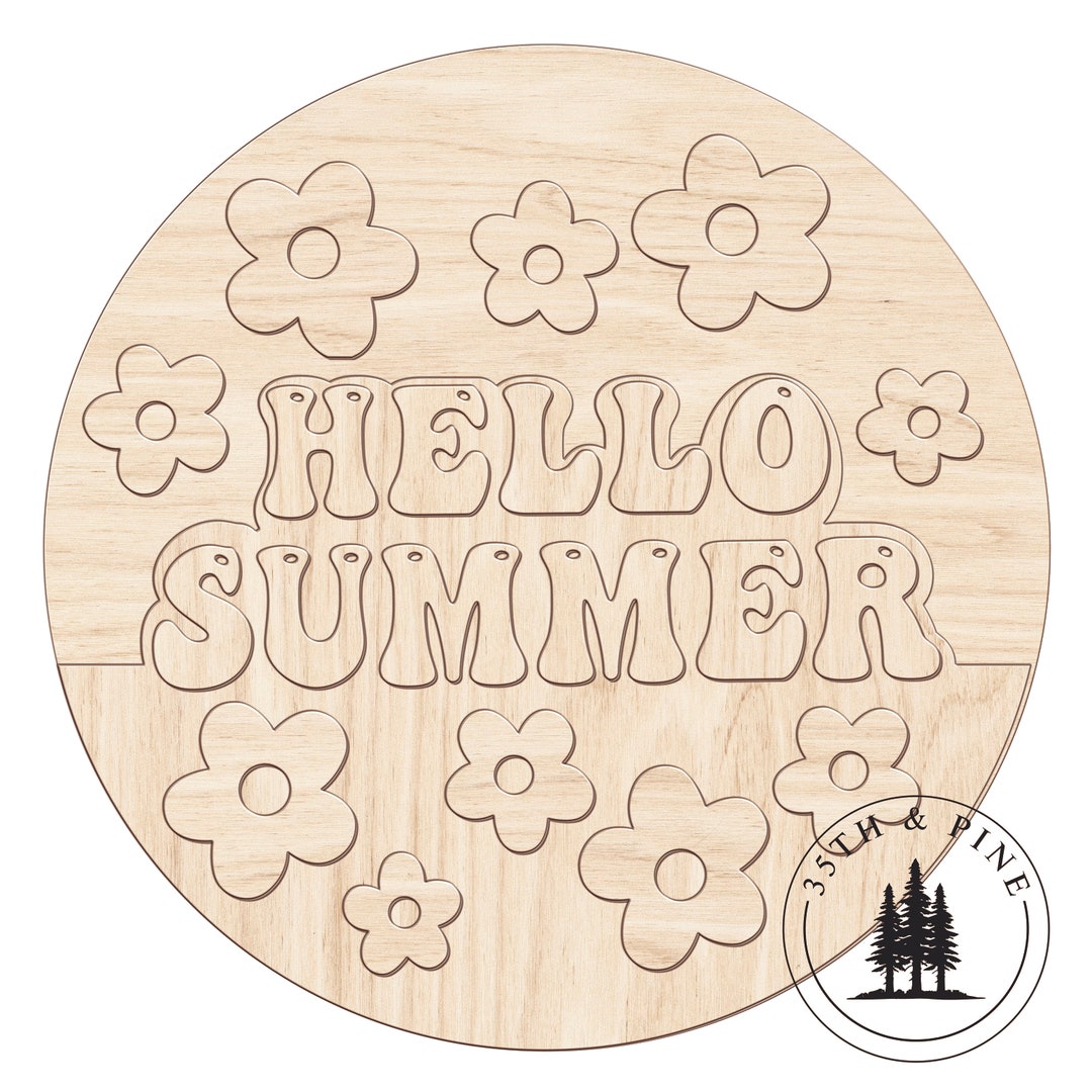 Unfinished Wood Round DIY Kit Hello Summer Door Hanger Summer Decor ...