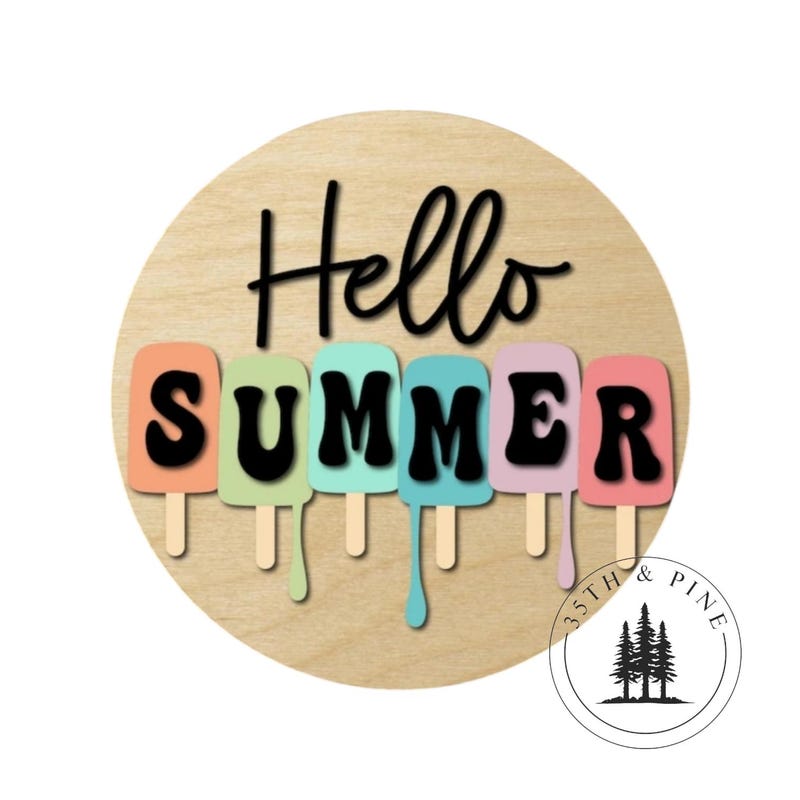 Round Wood Summer Sign - Etsy