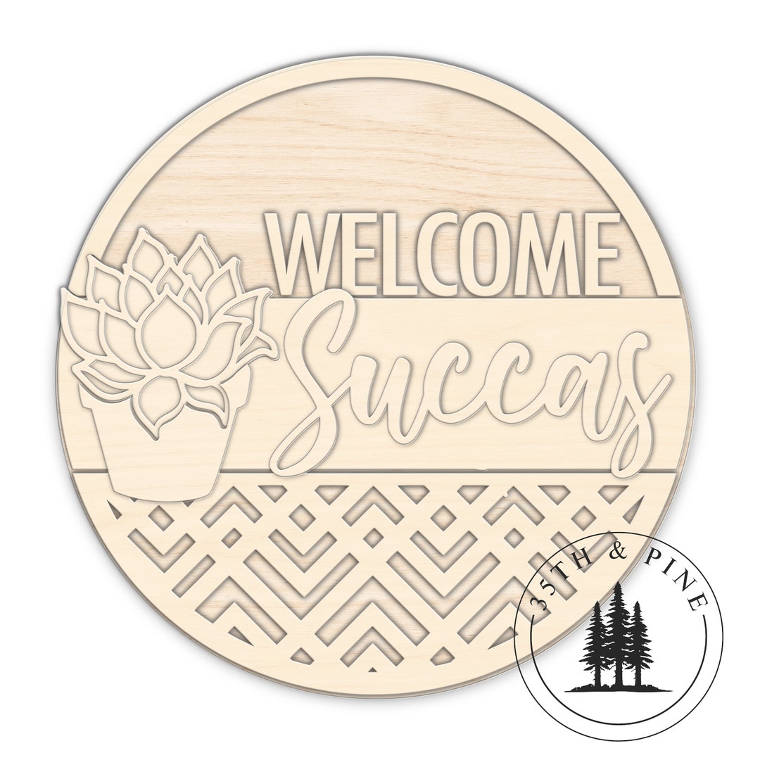 Unfinished Wood Round DIY Kit | Welcome Succas Door Hanger | Summer ...