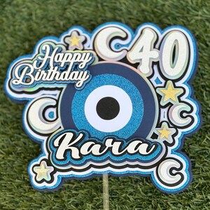 Evil Eye Birthday Cake Topper: Personalized 3D Decor - Etsy