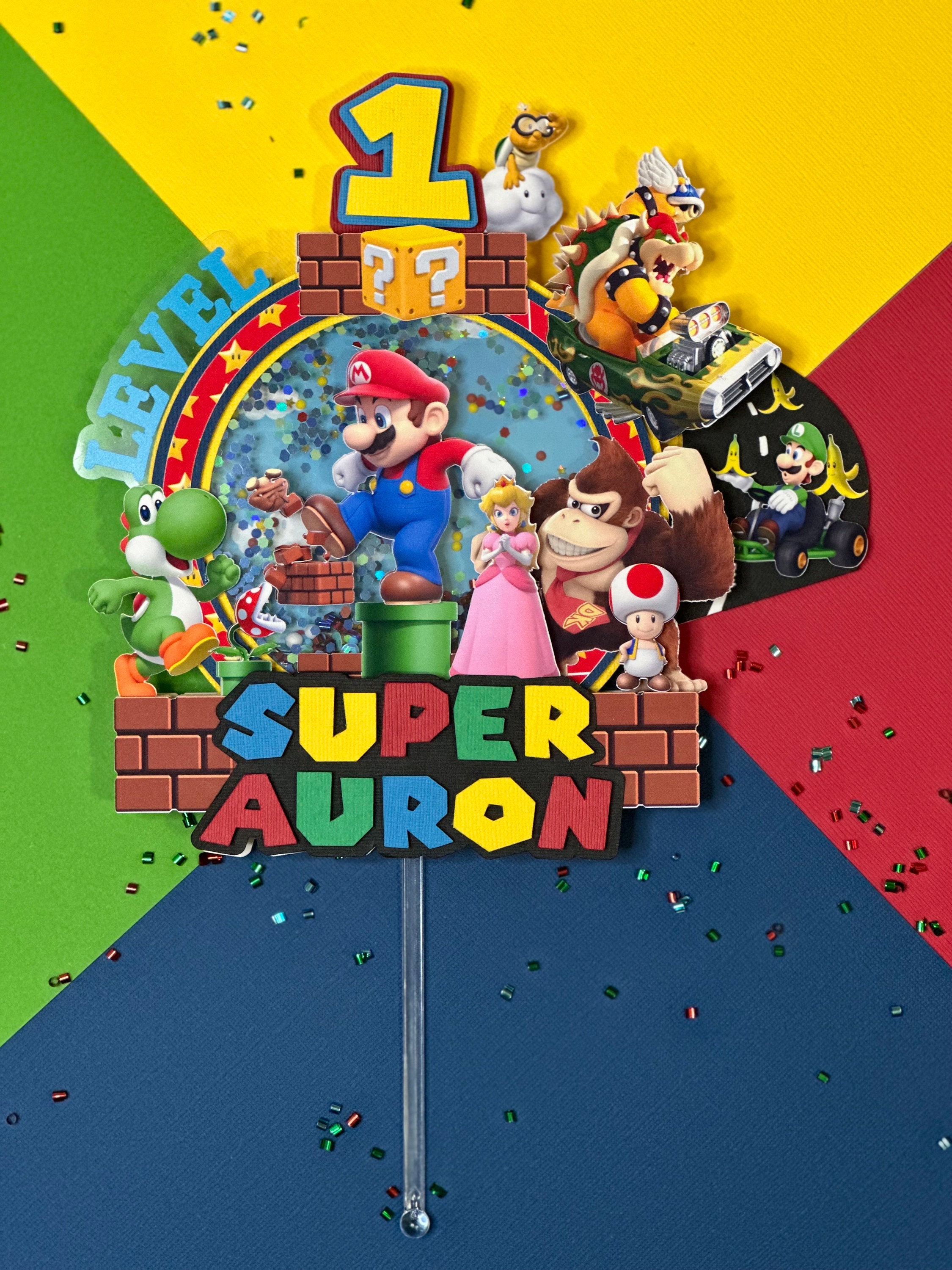 Mario Bros Cake Topper Shaker With Lights| Personalized Cake Topper ...