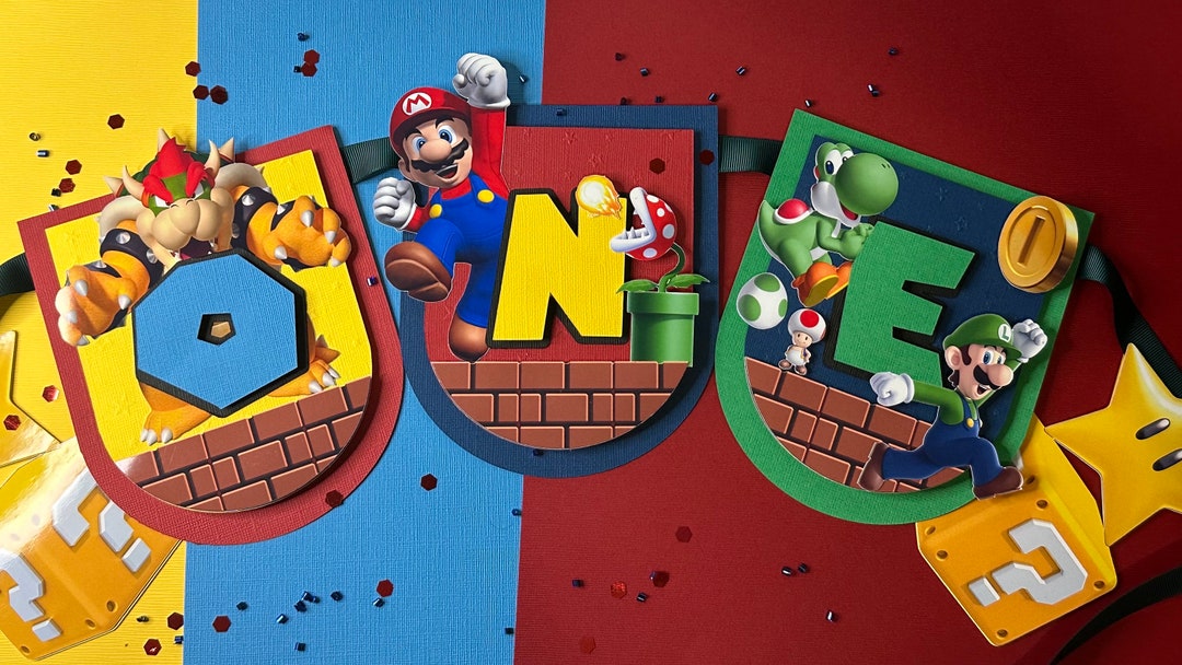 High Chair Mario Bros Birthday Banner| Happy Birthday Banner Customized ...