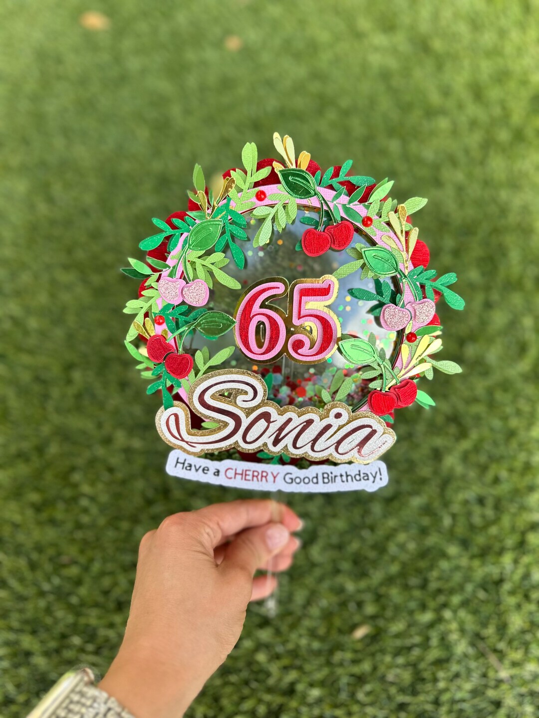 Cherry Cake Topper Shaker With Light| Personalized Cake Topper With ...