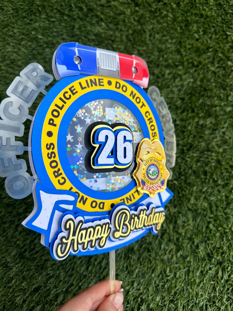 Police Cake Topper Shaker With Light Personalized Cake Topper - Etsy