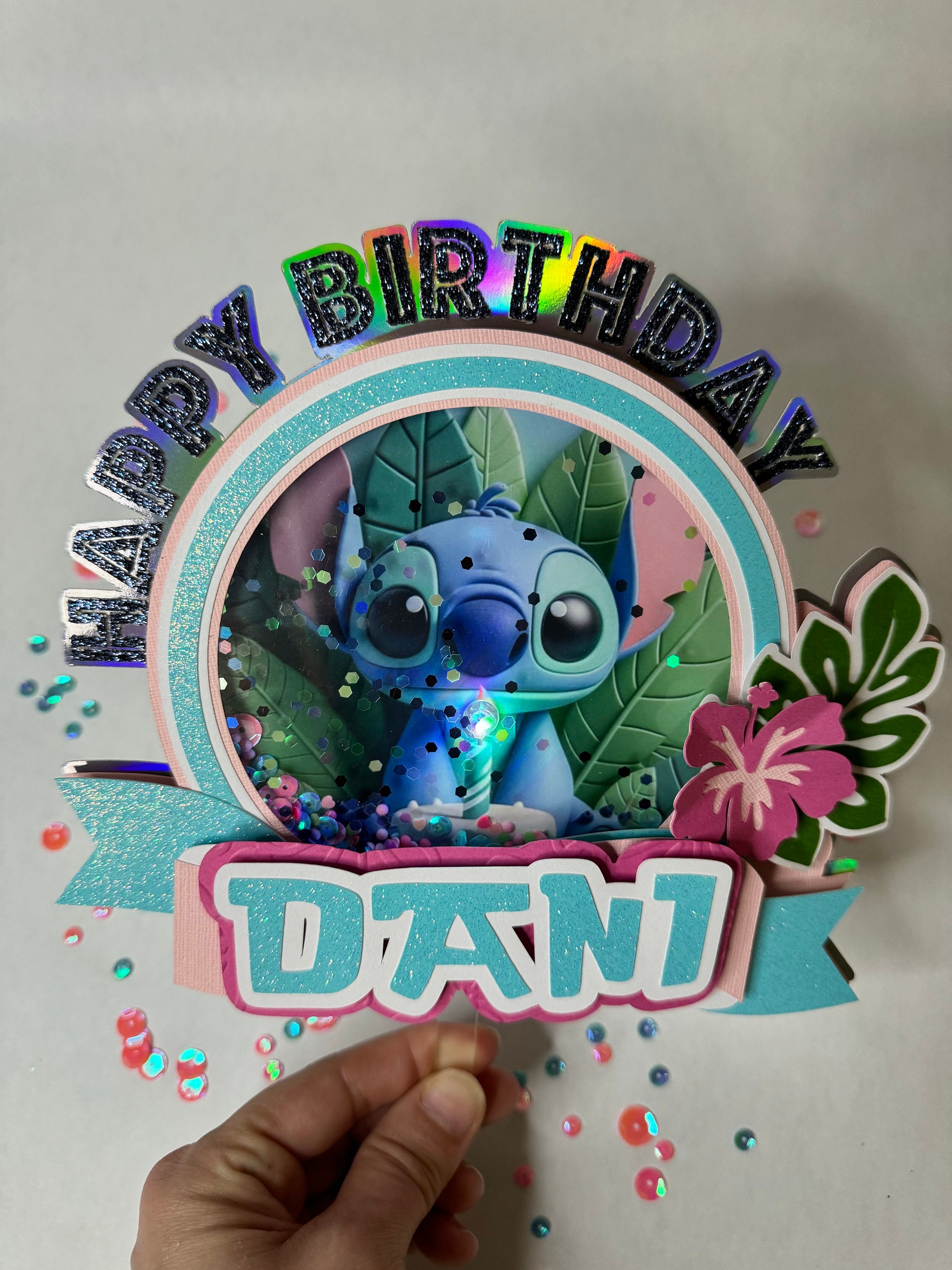 Stitch Cake Topper With Light and Shaker Personalized Cake Topper With ...