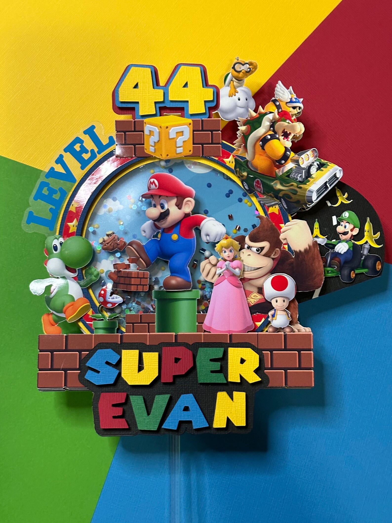 Mario Bros Cake Topper Shaker With Lights| Personalized Cake Topper ...