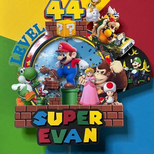 Mario Bros Cake Topper Shaker With Lights| Personalized Cake Topper ...