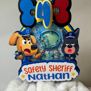 Police Dog Cake Topper Shaker With Light: Personalized Birthday Decor ...