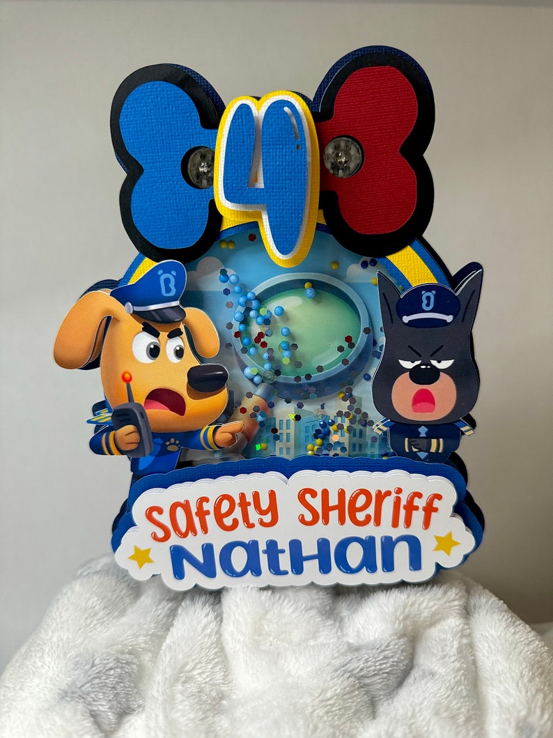 Police Cake Topper Shaker con luz/ Safety Sherrif Labrador Cake Topper ...