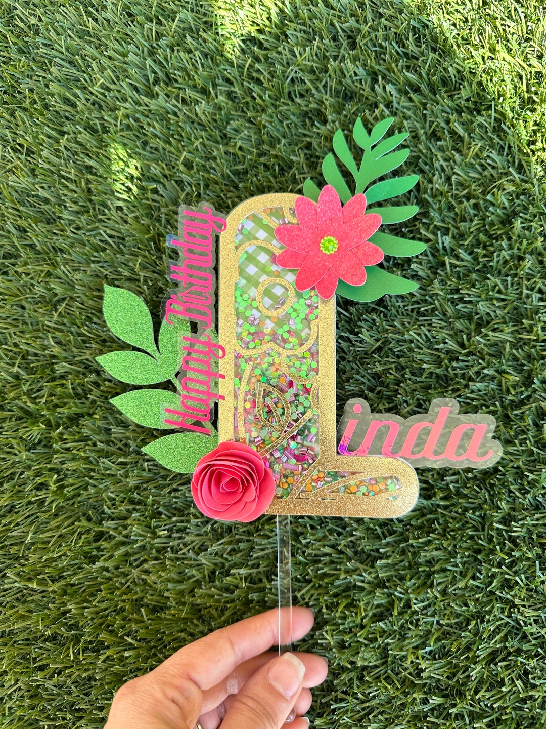 Spring Cake Topper Shaker With Flowers| Simple Birthday Cake Decor ...