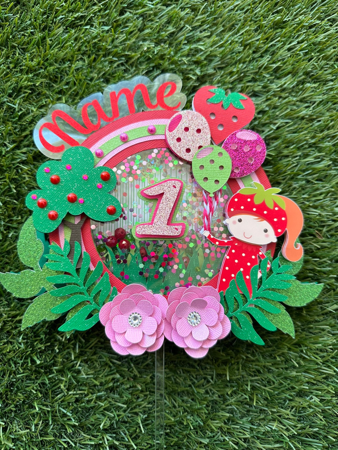 Strawberry Shortcake Inspired Cake Topper Shaker Personalized Cake ...