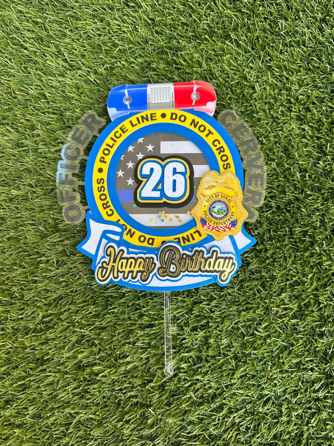 Police Cake Topper Shaker With Light| Personalized Cake Topper With ...