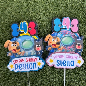 Police Dog Cake Topper Shaker With Light: Personalized Birthday Decor ...